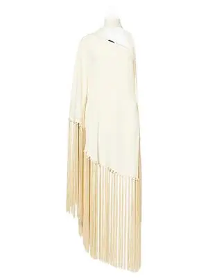 TALLER MARMO Crepe Maxi Dress With Fringe Detail - Latte