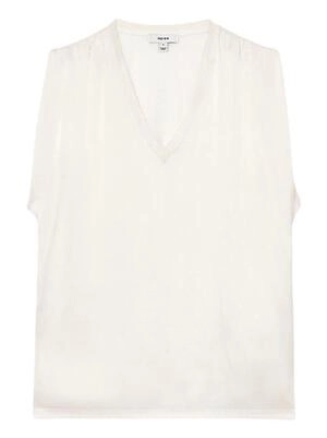 REISS Renita V-neck Silk-blend Top - White