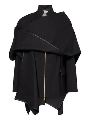 DARKPARK Robin Detachable Cape Wool Blazer Jacket - Black