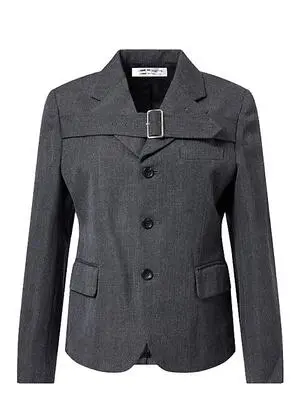Comme Des Garçons Wool Blazer With Buckle Detail - Medium Grey