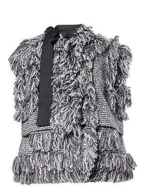 Sacai Tweed Wool-blend Vest - Gray