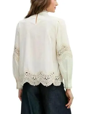 OUI Lace Detail Blouse - Neutrals