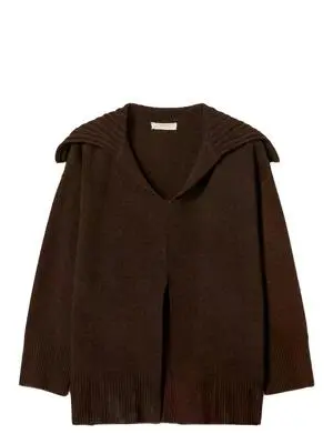 TWINSET Wool-blend Maxi Jumper With Ribbed Collar And Slit - Brown