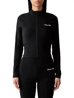 SPORTY & RICH Logo-print Zip-up Sweatshirt - Black