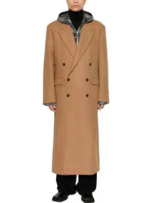 SPINA Double-breasted Hooded Coat - Neutrals