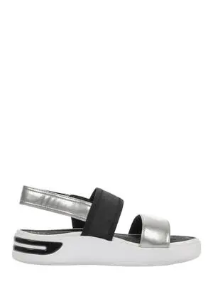 Geox Metallic-effect Touch-strap Flat Sandals - Silver