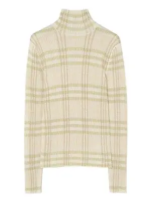 BURBERRY Burberry Check Viscose Turtleneck Sweater