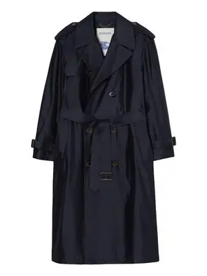 Burberry Long Silk Hoxton Trench Coat - Navy