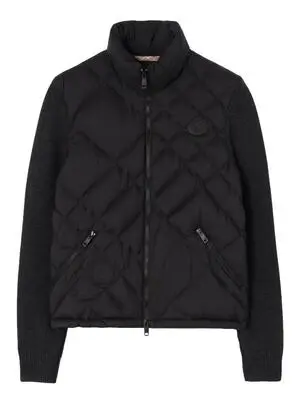 Burberry Nylon Dunsbury Puffer Jacket With Check-stitch Quilting - Black