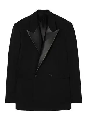 Burberry Pinstriped Wool Tuxedo Jacket - Black