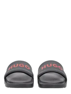 Hugo Logo Slide Sandals - Black