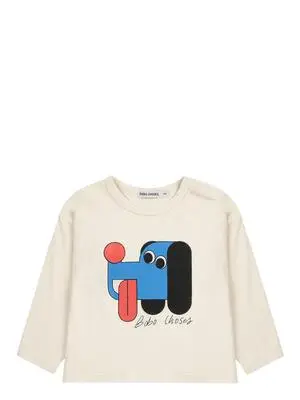 BOBO CHOSES Mini Doggy Mate Long Sleeve T-shirt - White