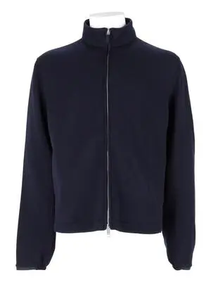 Zegna Wool, Cotton & Mulberry Silk Sweatshirt With Vitello Leather Details - Black