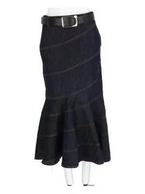 SELF-PORTRAIT Cotton Blend Stretch Skirt - Blue