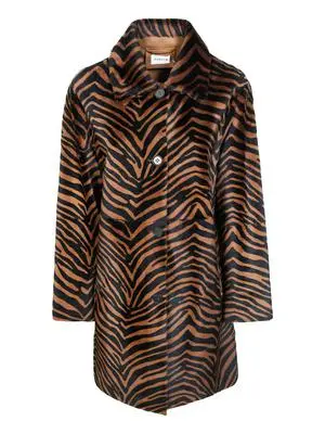 PAROSH Tiger-print Overcoat - Marrone