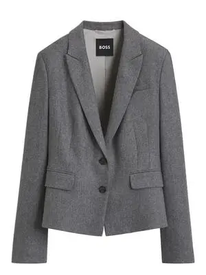BOSS Melange Flannel Slim-fit Blazer - Light Grey