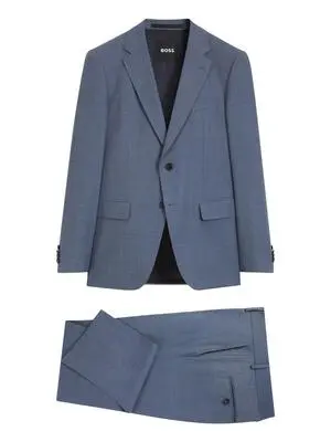 BOSS Two-piece Slim-fit Suit In Patterned Stretch Wool Light Blue