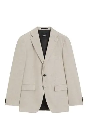 BOSS Patterned Slim-fit Blazer In A Wool-cashmere Blend - Light Brown