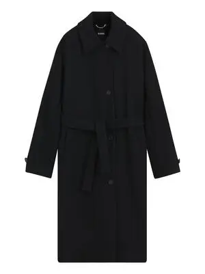BOSS Belted Wool-blend Coat - Light Blue