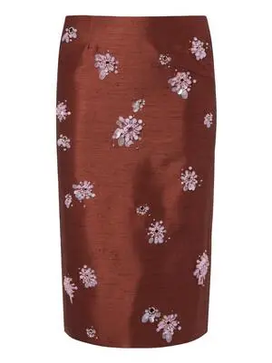 SHUSHU/TONG Embellished Slip Skirt - Brown