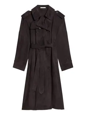Helmut Lang Fluid Microsuede Trench Coat - Truffle