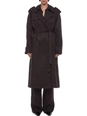 Helmut Lang Fluid Microsuede Trench Coat - Truffle