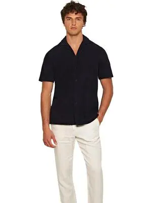 Orlebar Brown Howell Towelling Relaxed-fit Shirt - Night Iris