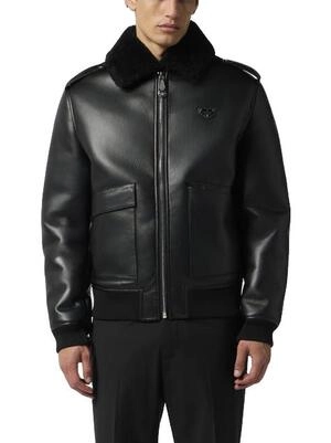 Philipp Plein Eco Shearling Aviator Jacket - Black