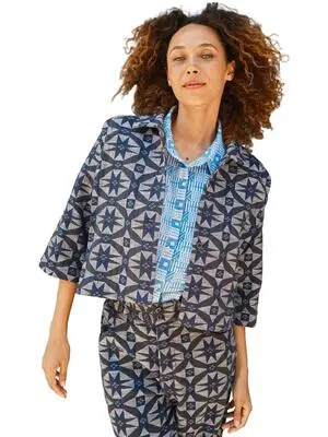 Ace & Jig Cropped Collared Button-up Jacket - Compass