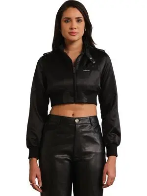MEMBERS ONLY Members Only Cropped Satin Jacket Black