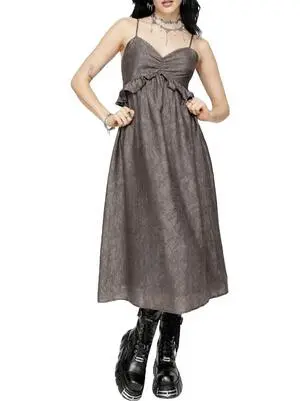DISTURBIA Ailsa Frill Cami Midi Dress - Grey