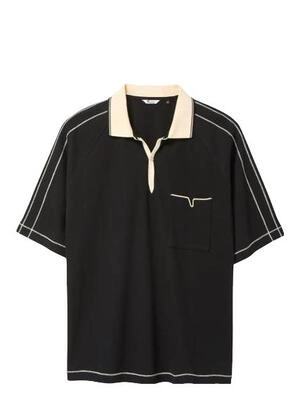 TOMBOLO Raglan Mesh Polo Black