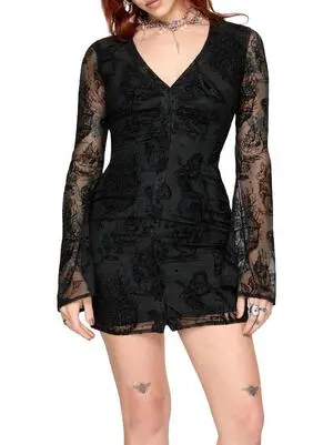 DISTURBIA Hexborn Baba Yaga Flocked Mini Dress - Black