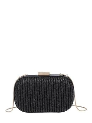 URBAN EXPRESSIONS Alix Woven Box Evening Bag With Chain Strap - Black