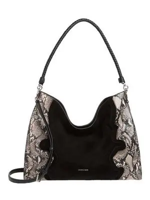 Veronica Beard Vida Leather Shoulder Bag - Black Multi