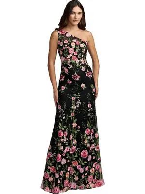 Mac Duggal Petite One Shoulder Gown - Black