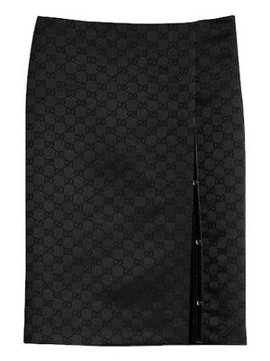 GUCCI Gucci GG Viscose Jacquard Midi Skirt With Leather Trim