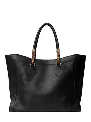 Gucci Bamboo Tote Large Bag In Leather - Black