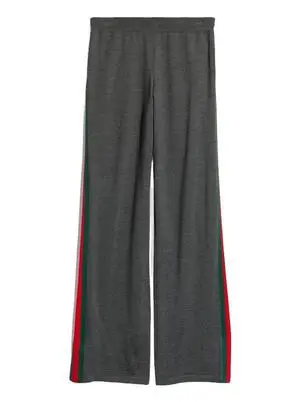 Gucci Fine Wool Leisure Pants With Web Detail - Grey