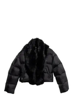 Gucci Padded Polyester Jacket With Shearling Trim - Black
