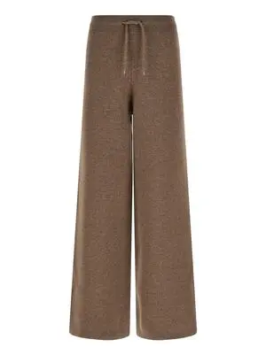 Agnona Wide Leg Mélange Knit Joggers - Brown