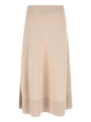 Agnona Cashmere Knitted Midi Skirt - Beige