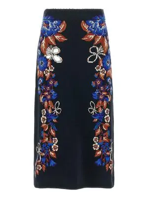 Farm Rio FARM RIO Bow Garden Knit Midi Skirt Multi