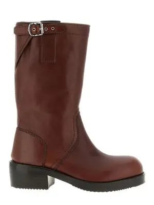 Dries Van Noten Dries Van Noten Mid-Calf Leather Buckled Boots Brown
