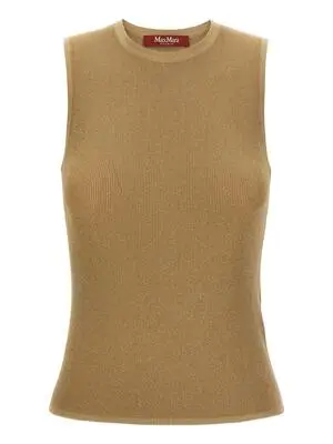 MAX MARA Max Mara Studio Sleeveless Ribbed Metallic Knit Top