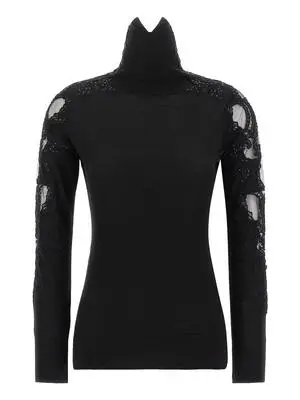 Ermanno Scervino Virgin Wool High Neck Sweater - Black