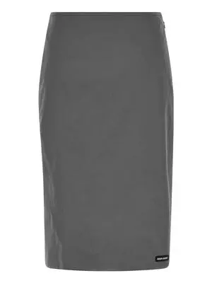 Miu Miu Miu Miu Sheath Skirt With Logo Patch Gray