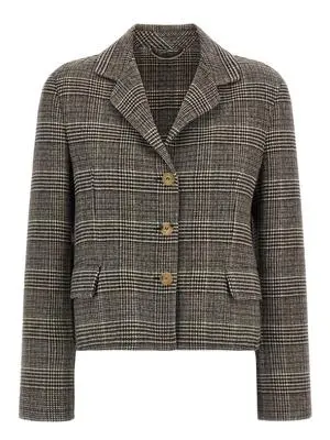 ERMANNO SCERVINO ERMANNO SCERVINO Cropped Check Single-Breasted Blazer