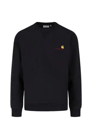 Carhartt Work In Progress American Script" Crewneck Sweatshirt - Black
