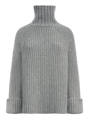 Malo Ribbed Raglan Cashmere Turtleneck - Grey